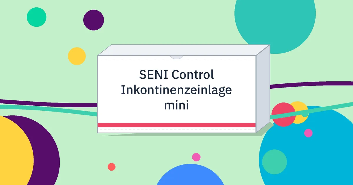 Symbolbild: Packung mit der Aufschrift SENI Control Inkontinenzeinlage mini (PZN 14297216) – Verfügbarkeit und Bezug in Apotheken in Frankfurt am Main