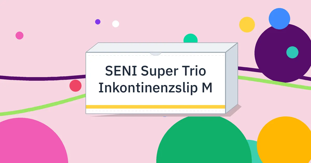 Symbolbild: Packung mit der Aufschrift SENI Super Trio Inkontinenzslip M (PZN 16697724) – Verfügbarkeit und Bezug in Apotheken in Frankfurt am Main
