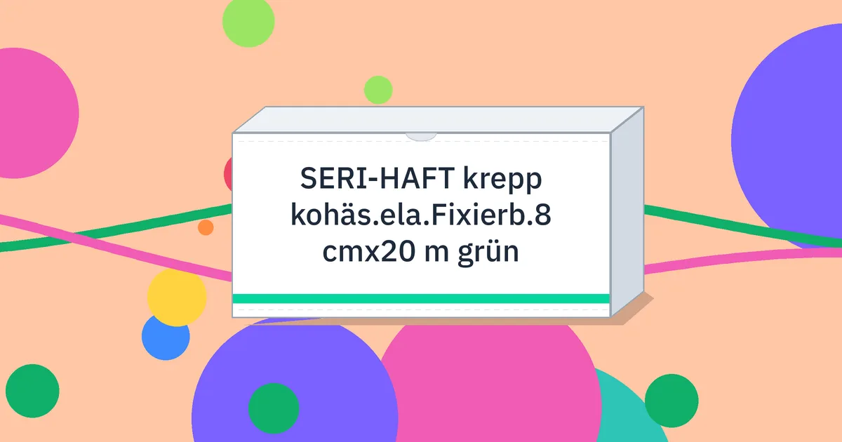 Symbolbild: Packung mit der Aufschrift SERI-HAFT krepp kohäs.ela.Fixierb.8 cmx20 m grün (PZN 14381684) – Verfügbarkeit und Bezug in Apotheken in Frankfurt am Main