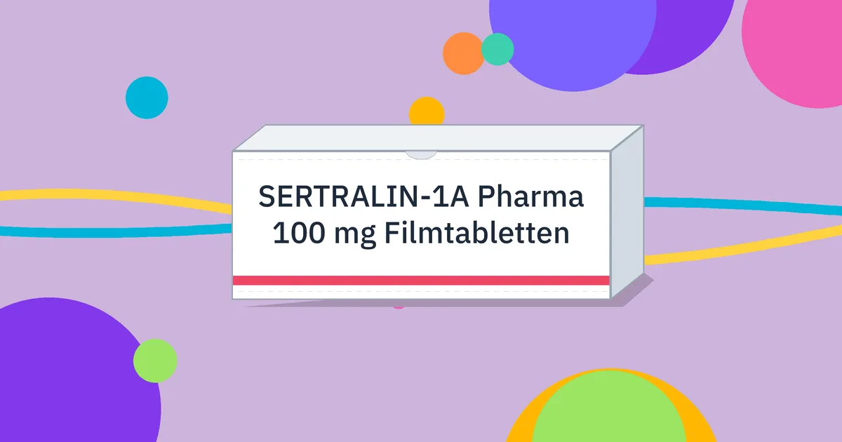 Symbolbild: Packung mit der Aufschrift SERTRALIN-1A Pharma 100 mg Filmtabletten (PZN 01807147) – Verfügbarkeit und Bezug in Apotheken in Frankfurt am Main
