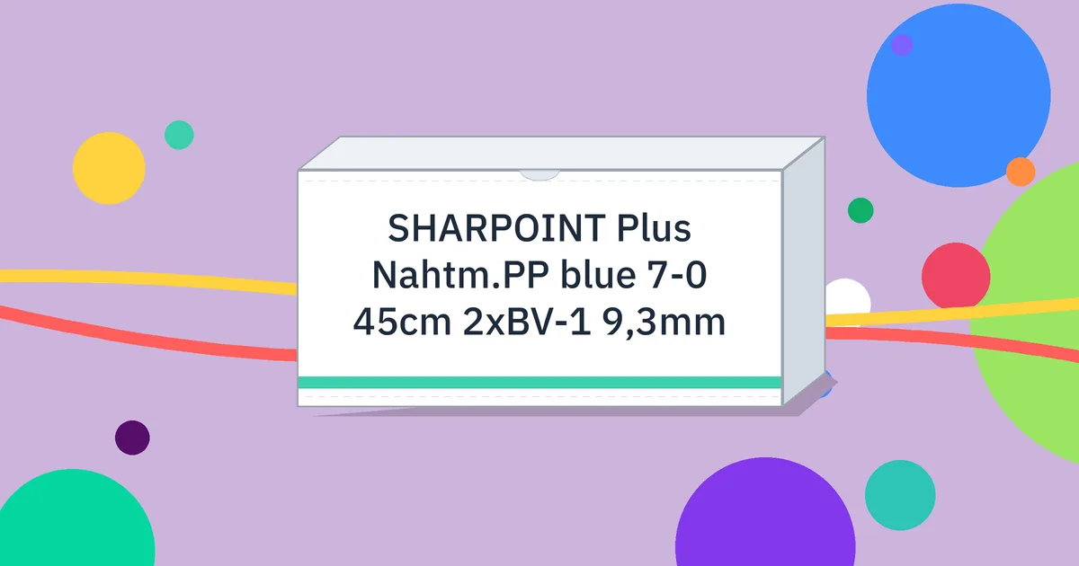 Symbolbild: Packung mit der Aufschrift SHARPOINT Plus Nahtm.PP blue 7-0 45cm 2xBV-1 9,3mm (PZN 17985885) – Verfügbarkeit und Bezug in Apotheken in Frankfurt am Main