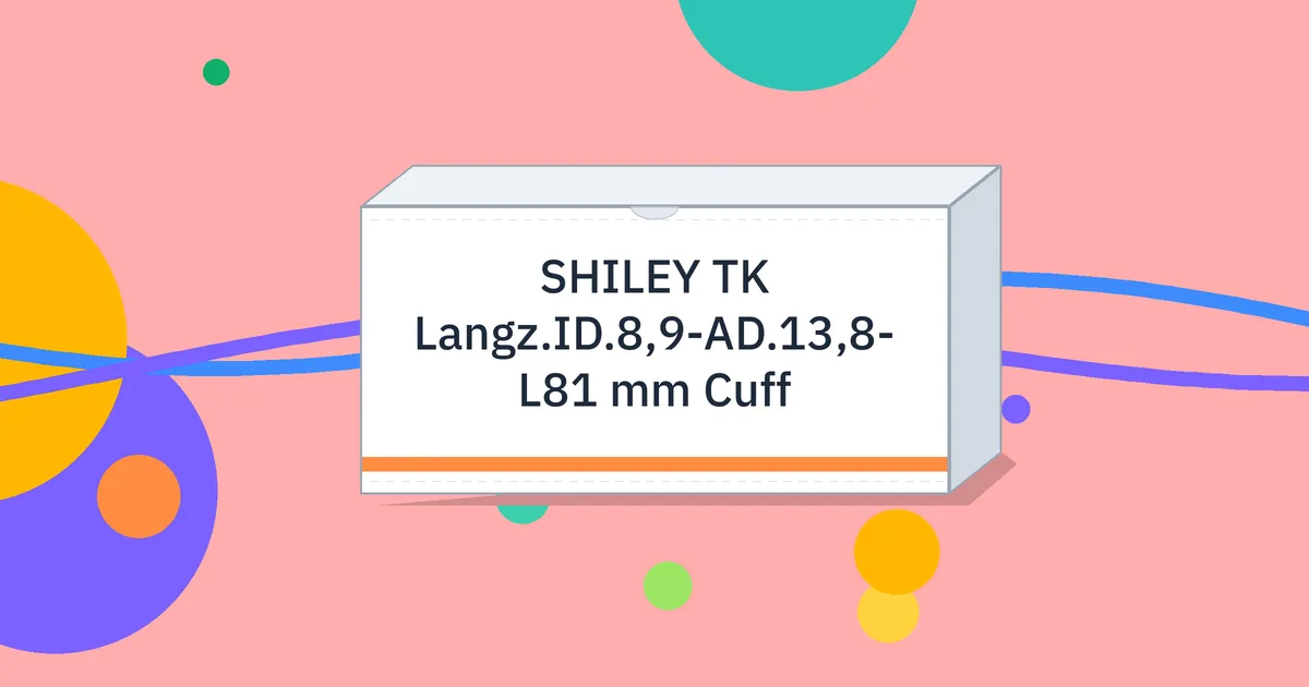 Symbolbild: Packung mit der Aufschrift SHILEY TK Langz.ID.8,9-AD.13,8-L81 mm Cuff (PZN 03380606) – Verfügbarkeit und Bezug in Apotheken in Frankfurt am Main
