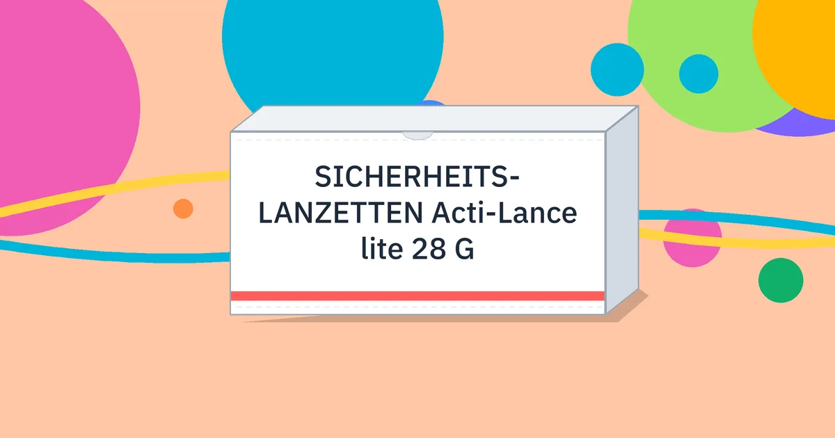 Symbolbild: Packung mit der Aufschrift SICHERHEITS-LANZETTEN Acti-Lance lite 28 G (PZN 17627861) – Verfügbarkeit und Bezug in Apotheken in Frankfurt am Main