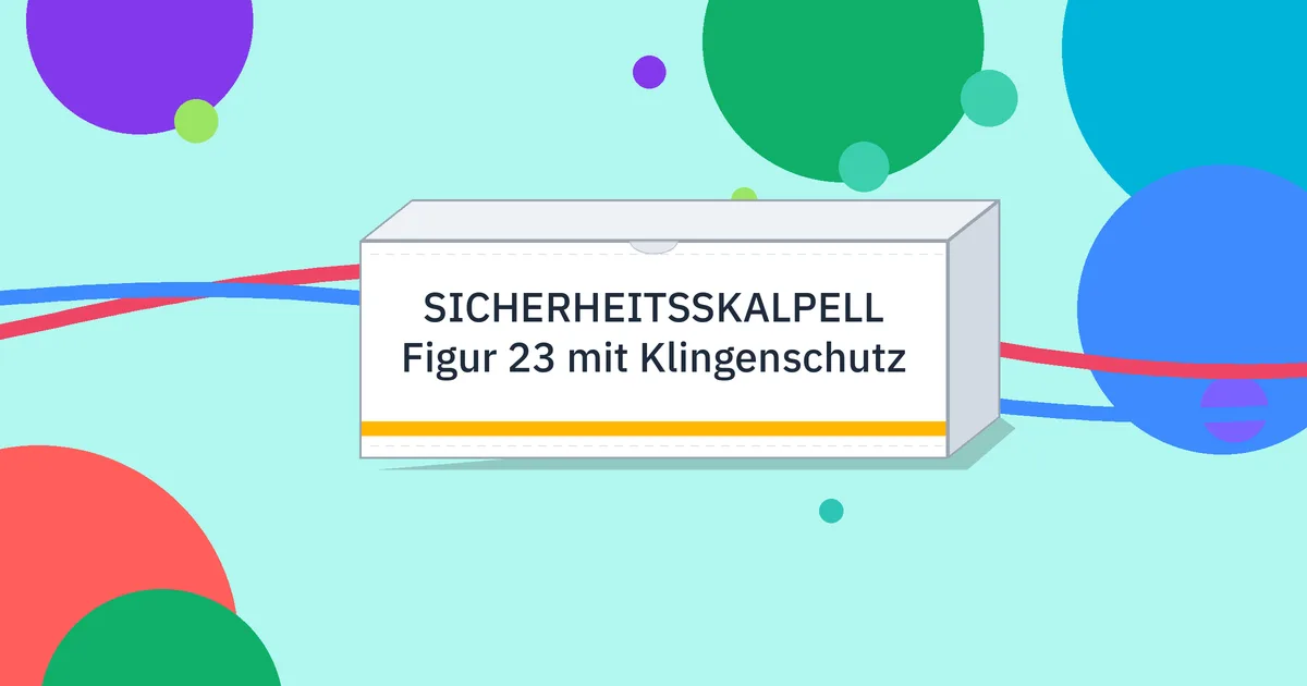 Symbolbild: Packung mit der Aufschrift SICHERHEITSSKALPELL Figur 23 mit Klingenschutz (PZN 12389196) – Verfügbarkeit und Bezug in Apotheken in Frankfurt am Main