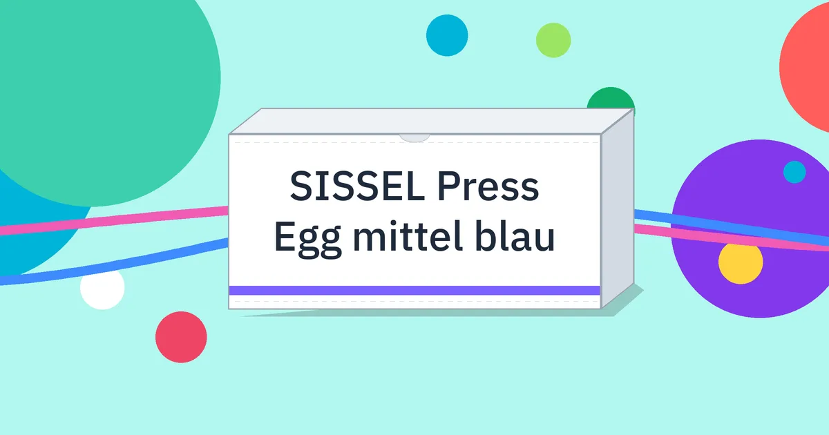 Symbolbild: Packung mit der Aufschrift SISSEL Press Egg mittel blau (PZN 09157370) – Verfügbarkeit und Bezug in Apotheken in Frankfurt am Main