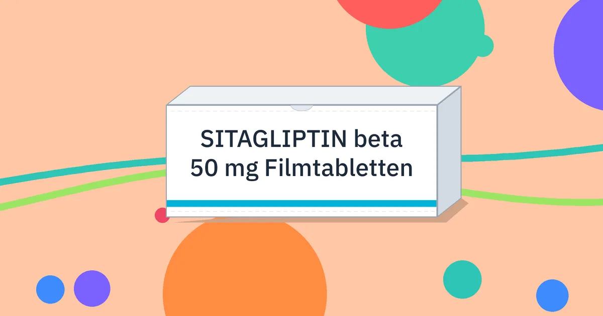 Symbolbild: Packung mit der Aufschrift SITAGLIPTIN beta 50 mg Filmtabletten (PZN 17623171) – Verfügbarkeit und Bezug in Apotheken in Frankfurt am Main