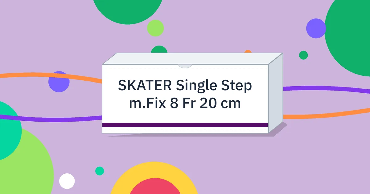 Symbolbild: Packung mit der Aufschrift SKATER Single Step m.Fix 8 Fr 20 cm (PZN 06770294) – Verfügbarkeit und Bezug in Apotheken in Frankfurt am Main