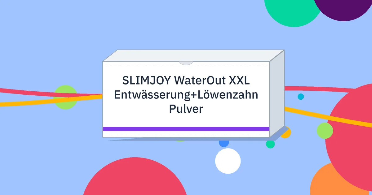 Symbolbild: Packung mit der Aufschrift SLIMJOY WaterOut XXL Entwässerung+Löwenzahn Pulver (PZN 18788069) – Verfügbarkeit und Bezug in Apotheken in Frankfurt am Main