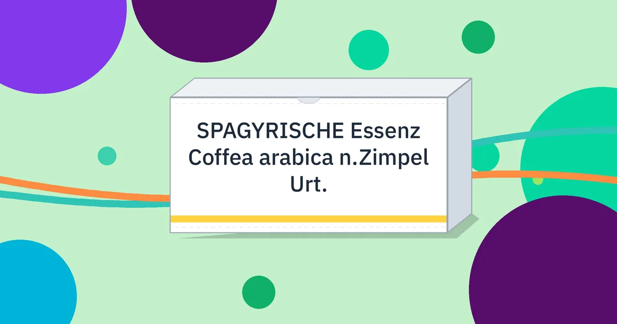 Symbolbild: Packung mit der Aufschrift SPAGYRISCHE Essenz Coffea arabica n.Zimpel Urt. (PZN 11137297) – Verfügbarkeit und Bezug in Apotheken in Frankfurt am Main