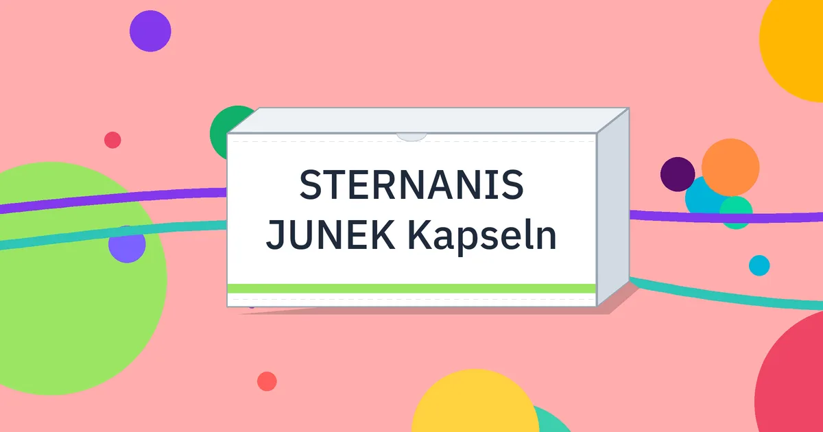 Symbolbild: Packung mit der Aufschrift STERNANIS JUNEK Kapseln (PZN 17633330) – Verfügbarkeit und Bezug in Apotheken in Frankfurt am Main