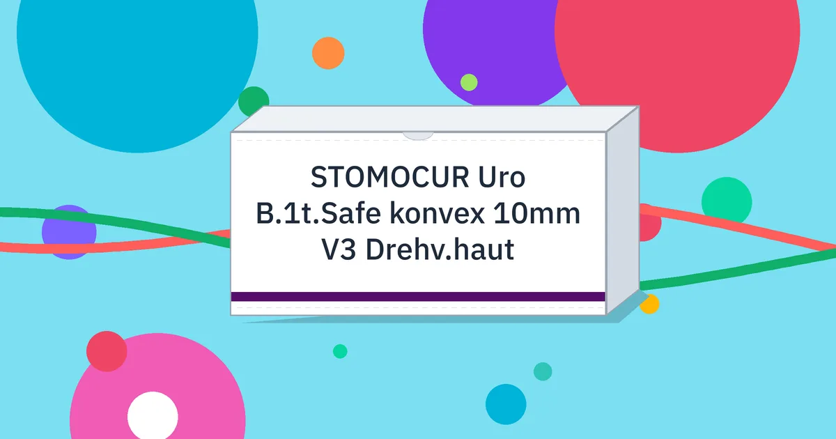 Symbolbild: Packung mit der Aufschrift STOMOCUR Uro B.1t.Safe konvex 10mm V3 Drehv.haut (PZN 17552991) – Verfügbarkeit und Bezug in Apotheken in Frankfurt am Main