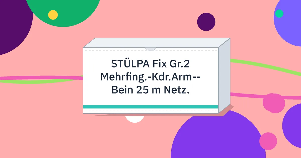 Symbolbild: Packung mit der Aufschrift STÜLPA Fix Gr.2 Mehrfing.-Kdr.Arm--Bein 25 m Netz. (PZN 02175407) – Verfügbarkeit und Bezug in Apotheken in Frankfurt am Main