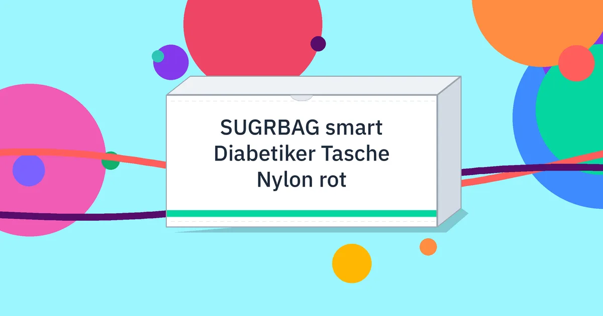 Symbolbild: Packung mit der Aufschrift SUGRBAG smart Diabetiker Tasche Nylon rot (PZN 11861202) – Verfügbarkeit und Bezug in Apotheken in Frankfurt am Main