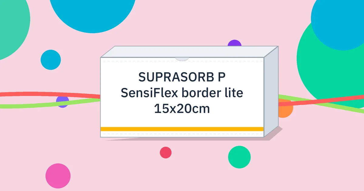 Symbolbild: Packung mit der Aufschrift SUPRASORB P SensiFlex border lite 15x20cm (PZN 20223340) – Verfügbarkeit und Bezug in Apotheken in Frankfurt am Main