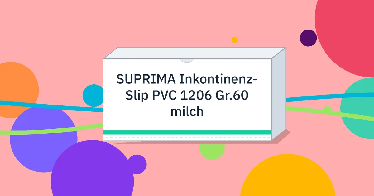 Symbolbild: Packung mit der Aufschrift SUPRIMA Inkontinenz-Slip PVC 1206 Gr.60 milch (PZN 03922349) – Verfügbarkeit und Bezug in Apotheken in Frankfurt am Main