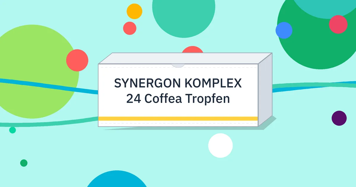 Symbolbild: Packung mit der Aufschrift SYNERGON KOMPLEX 24 Coffea Tropfen (PZN 01855206) – Verfügbarkeit und Bezug in Apotheken in Frankfurt am Main