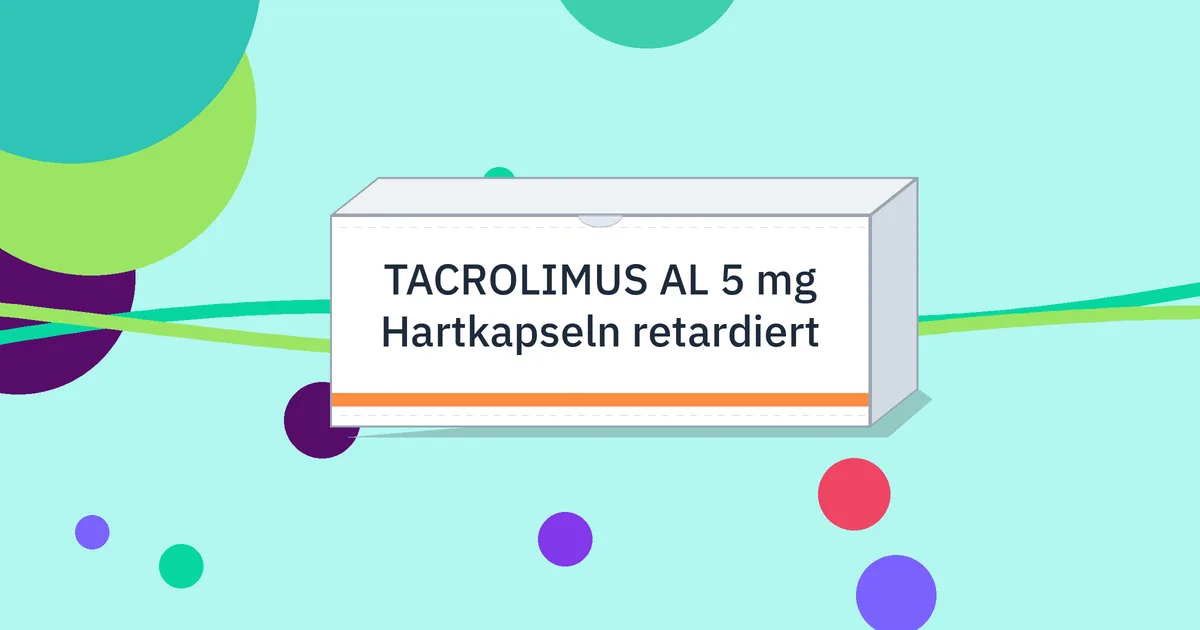 Symbolbild: Packung mit der Aufschrift TACROLIMUS AL 5 mg Hartkapseln retardiert (PZN 18110485) – Verfügbarkeit und Bezug in Apotheken in Frankfurt am Main