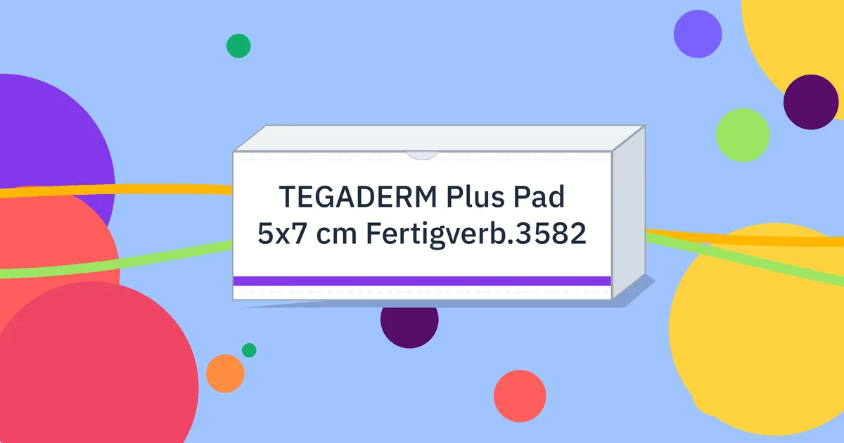 Symbolbild: Packung mit der Aufschrift TEGADERM Plus Pad 5x7 cm Fertigverb.3582 (PZN 05384459) – Verfügbarkeit und Bezug in Apotheken in Frankfurt am Main