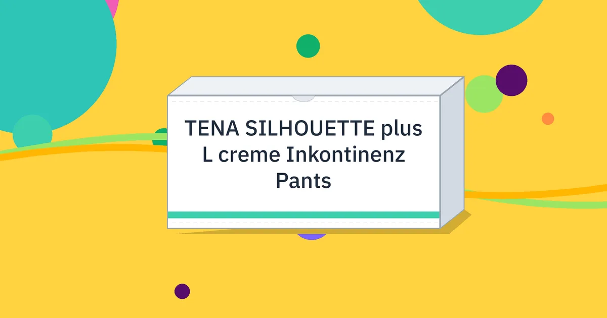Symbolbild: Packung mit der Aufschrift TENA SILHOUETTE plus L creme Inkontinenz Pants (PZN 18665013) – Verfügbarkeit und Bezug in Apotheken in Frankfurt am Main