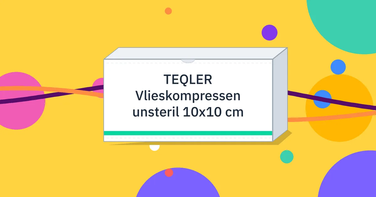 Symbolbild: Packung mit der Aufschrift TEQLER Vlieskompressen unsteril 10x10 cm (PZN 19066088) – Verfügbarkeit und Bezug in Apotheken in Frankfurt am Main