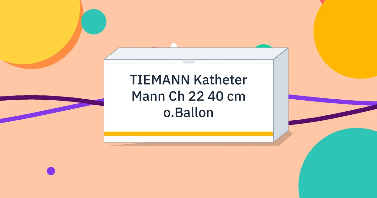 Symbolbild: Packung mit der Aufschrift TIEMANN Katheter Mann Ch 22 40 cm o.Ballon (PZN 09092328) – Verfügbarkeit und Bezug in Apotheken in Frankfurt am Main
