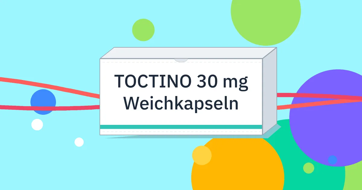 Symbolbild: Packung mit der Aufschrift TOCTINO 30 mg Weichkapseln (PZN 12510019) – Verfügbarkeit und Bezug in Apotheken in Frankfurt am Main