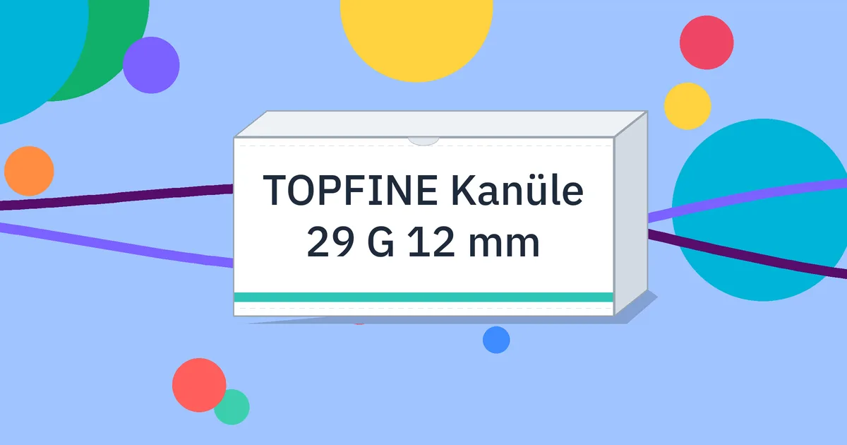 Symbolbild: Packung mit der Aufschrift TOPFINE Kanüle 29 G 12 mm (PZN 13355704) – Verfügbarkeit und Bezug in Apotheken in Frankfurt am Main