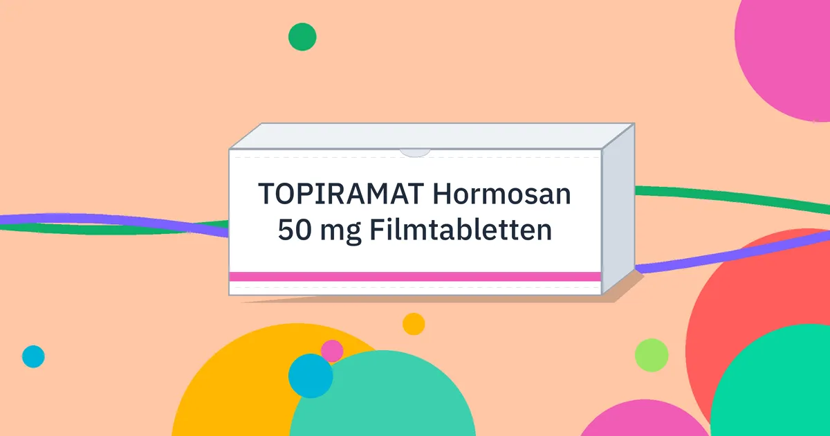 Symbolbild: Packung mit der Aufschrift TOPIRAMAT Hormosan 50 mg Filmtabletten (PZN 05395693) – Verfügbarkeit und Bezug in Apotheken in Frankfurt am Main