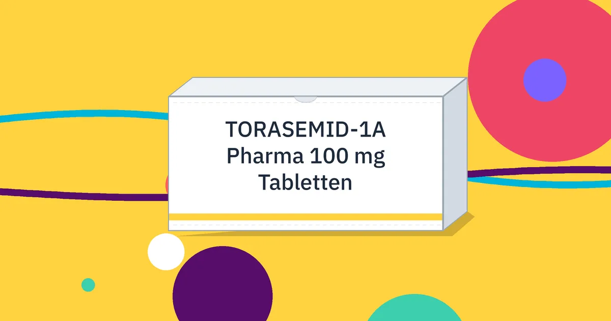 Symbolbild: Packung mit der Aufschrift TORASEMID-1A Pharma 100 mg Tabletten (PZN 05008058) – Verfügbarkeit und Bezug in Apotheken in Frankfurt am Main