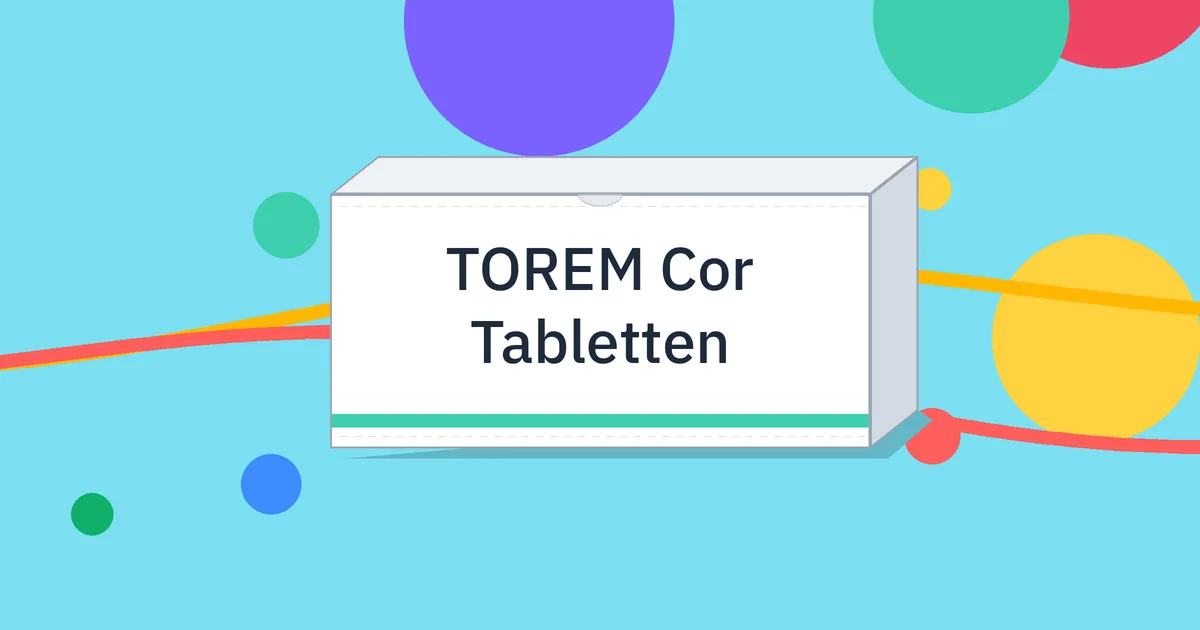 Symbolbild: Packung mit der Aufschrift TOREM Cor Tabletten (PZN 04927076) – Verfügbarkeit und Bezug in Apotheken in Frankfurt am Main