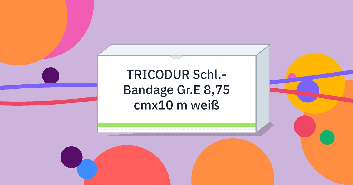 Symbolbild: Packung mit der Aufschrift TRICODUR Schl.-Bandage Gr.E 8,75 cmx10 m weiß (PZN 11184842) – Verfügbarkeit und Bezug in Apotheken in Frankfurt am Main
