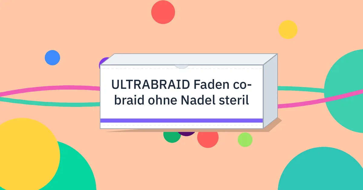 Symbolbild: Packung mit der Aufschrift ULTRABRAID Faden co-braid ohne Nadel steril (PZN 12642985) – Verfügbarkeit und Bezug in Apotheken in Frankfurt am Main