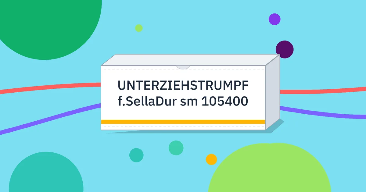 Symbolbild: Packung mit der Aufschrift UNTERZIEHSTRUMPF f.SellaDur sm 105400 (PZN 11014152) – Verfügbarkeit und Bezug in Apotheken in Frankfurt am Main