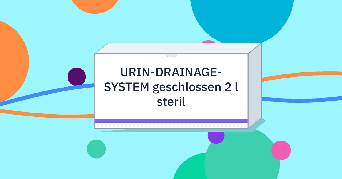 Symbolbild: Packung mit der Aufschrift URIN-DRAINAGE-SYSTEM geschlossen 2 l steril (PZN 02918788) – Verfügbarkeit und Bezug in Apotheken in Frankfurt am Main