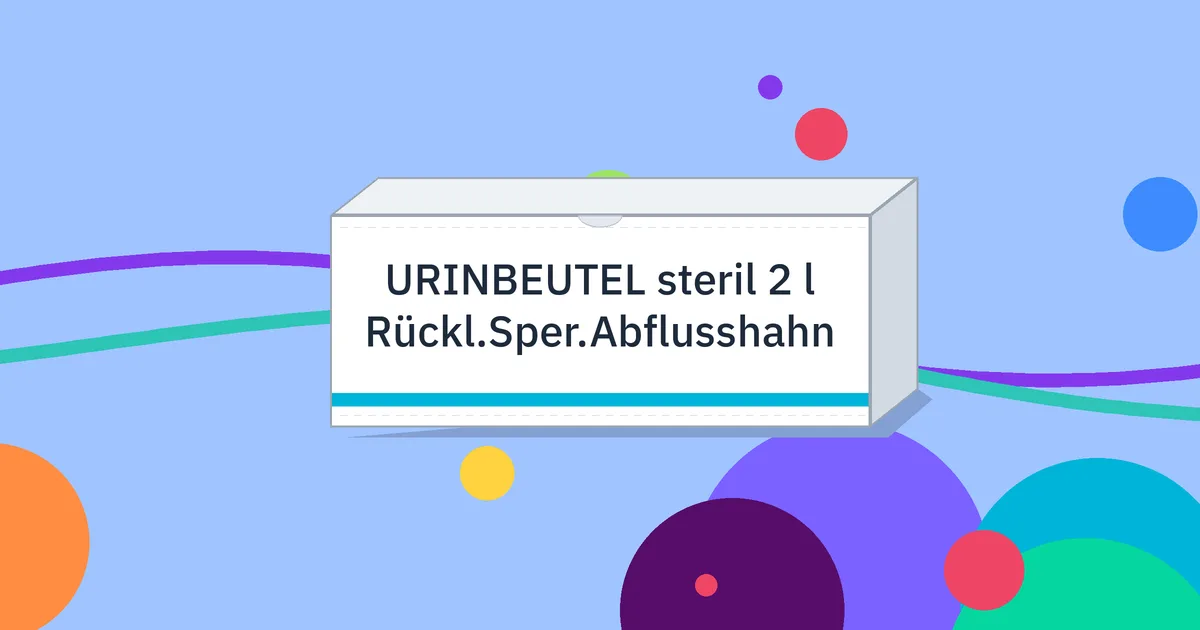 Symbolbild: Packung mit der Aufschrift URINBEUTEL steril 2 l Rückl.Sper.Abflusshahn (PZN 02918558) – Verfügbarkeit und Bezug in Apotheken in Frankfurt am Main