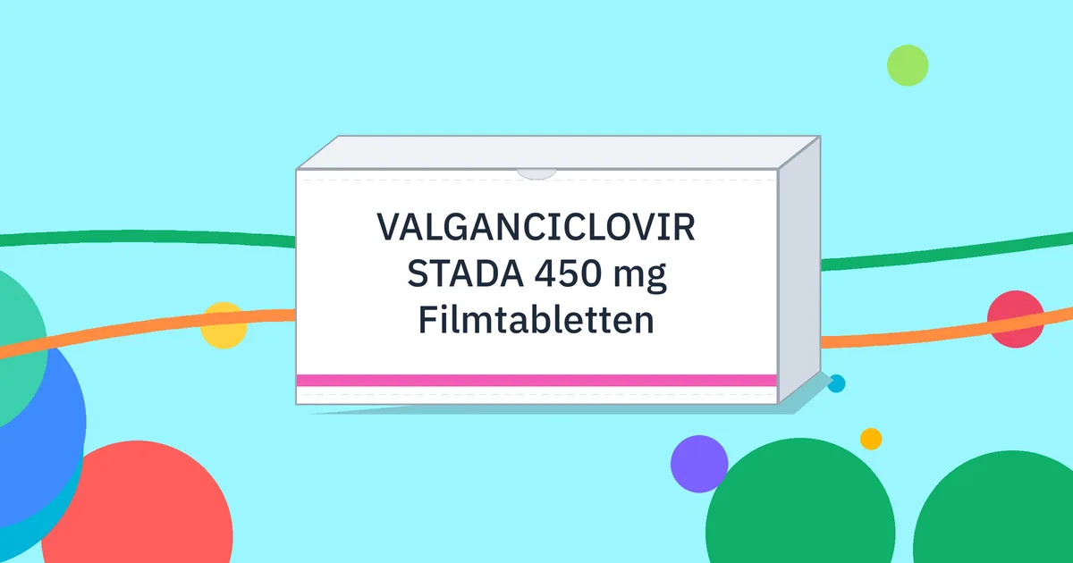 Symbolbild: Packung mit der Aufschrift VALGANCICLOVIR STADA 450 mg Filmtabletten (PZN 11649040) – Verfügbarkeit und Bezug in Apotheken in Frankfurt am Main