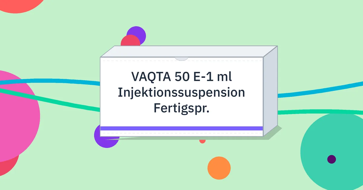 Symbolbild: Packung mit der Aufschrift VAQTA 50 E-1 ml Injektionssuspension Fertigspr. (PZN 14309675) – Verfügbarkeit und Bezug in Apotheken in Frankfurt am Main