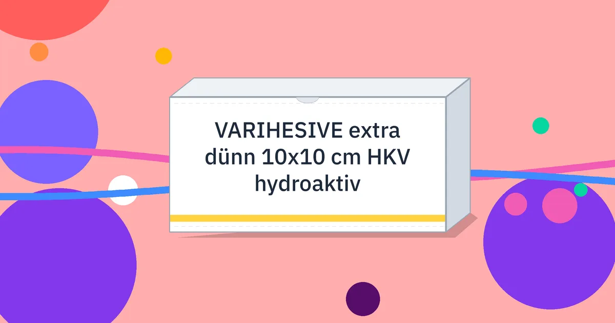 Symbolbild: Packung mit der Aufschrift VARIHESIVE extra dünn 10x10 cm HKV hydroaktiv (PZN 19293878) – Verfügbarkeit und Bezug in Apotheken in Frankfurt am Main