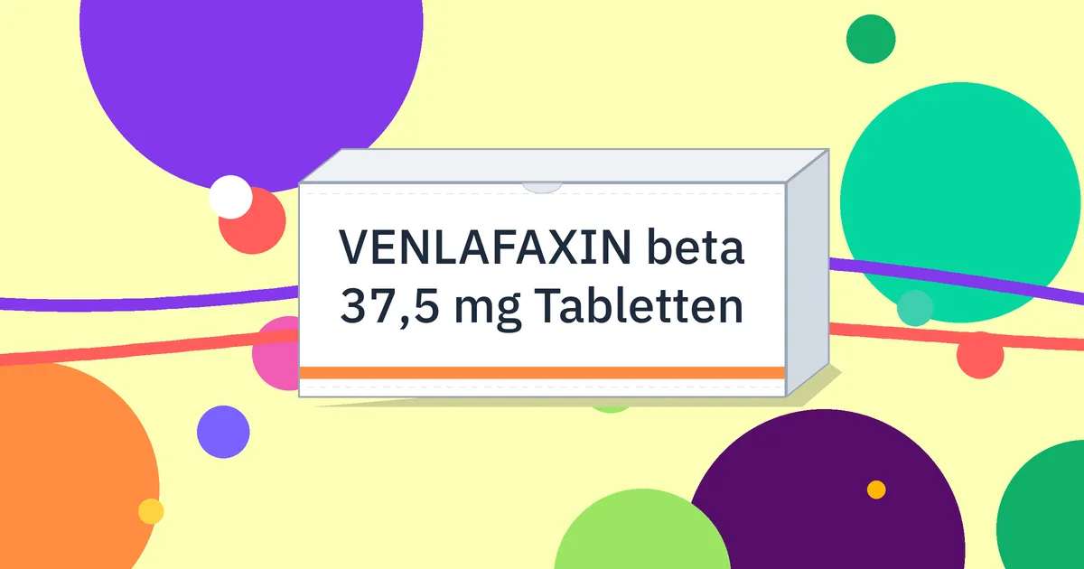 Symbolbild: Packung mit der Aufschrift VENLAFAXIN beta 37,5 mg Tabletten (PZN 00021143) – Verfügbarkeit und Bezug in Apotheken in Frankfurt am Main