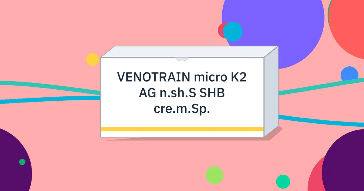 Symbolbild: Packung mit der Aufschrift VENOTRAIN micro K2 AG n.sh.S SHB cre.m.Sp. (PZN 00415994) – Verfügbarkeit und Bezug in Apotheken in Frankfurt am Main