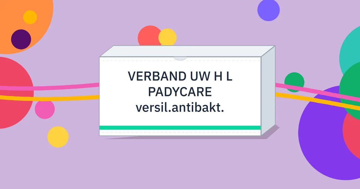 Symbolbild: Packung mit der Aufschrift VERBAND UW H L PADYCARE versil.antibakt. (PZN 10939356) – Verfügbarkeit und Bezug in Apotheken in Frankfurt am Main