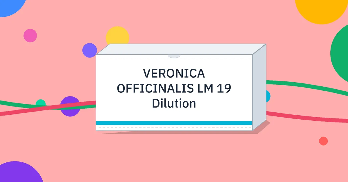 Symbolbild: Packung mit der Aufschrift VERONICA OFFICINALIS LM 19 Dilution (PZN 13270072) – Verfügbarkeit und Bezug in Apotheken in Frankfurt am Main