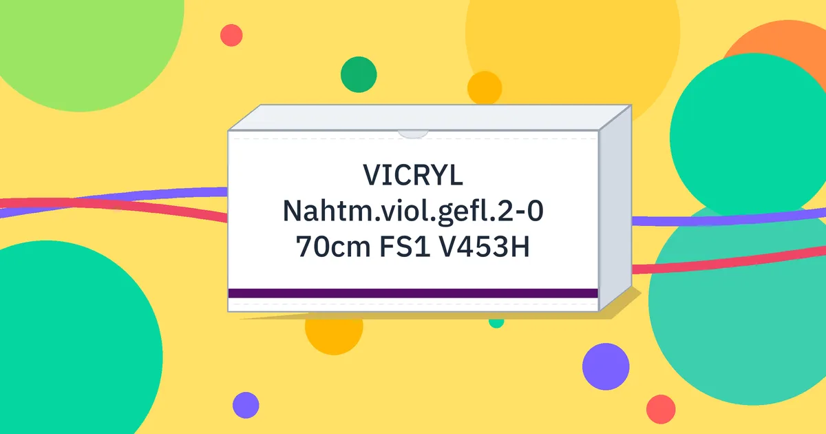 Symbolbild: Packung mit der Aufschrift VICRYL Nahtm.viol.gefl.2-0 70cm FS1 V453H (PZN 16809809) – Verfügbarkeit und Bezug in Apotheken in Frankfurt am Main