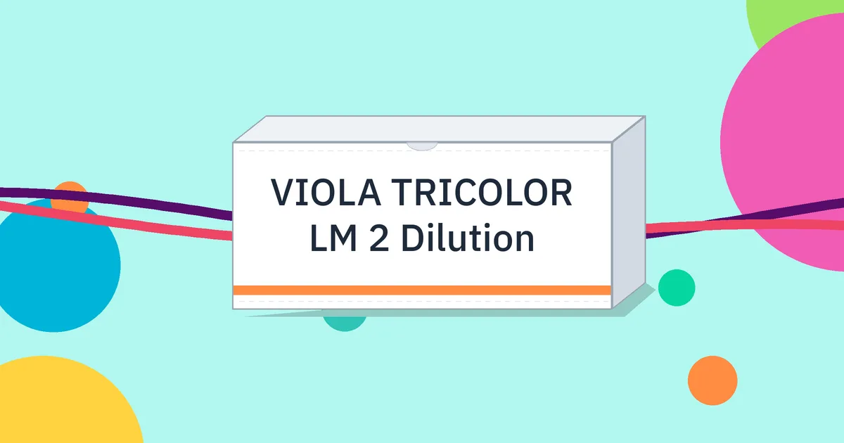 Symbolbild: Packung mit der Aufschrift VIOLA TRICOLOR LM 2 Dilution (PZN 13275974) – Verfügbarkeit und Bezug in Apotheken in Frankfurt am Main