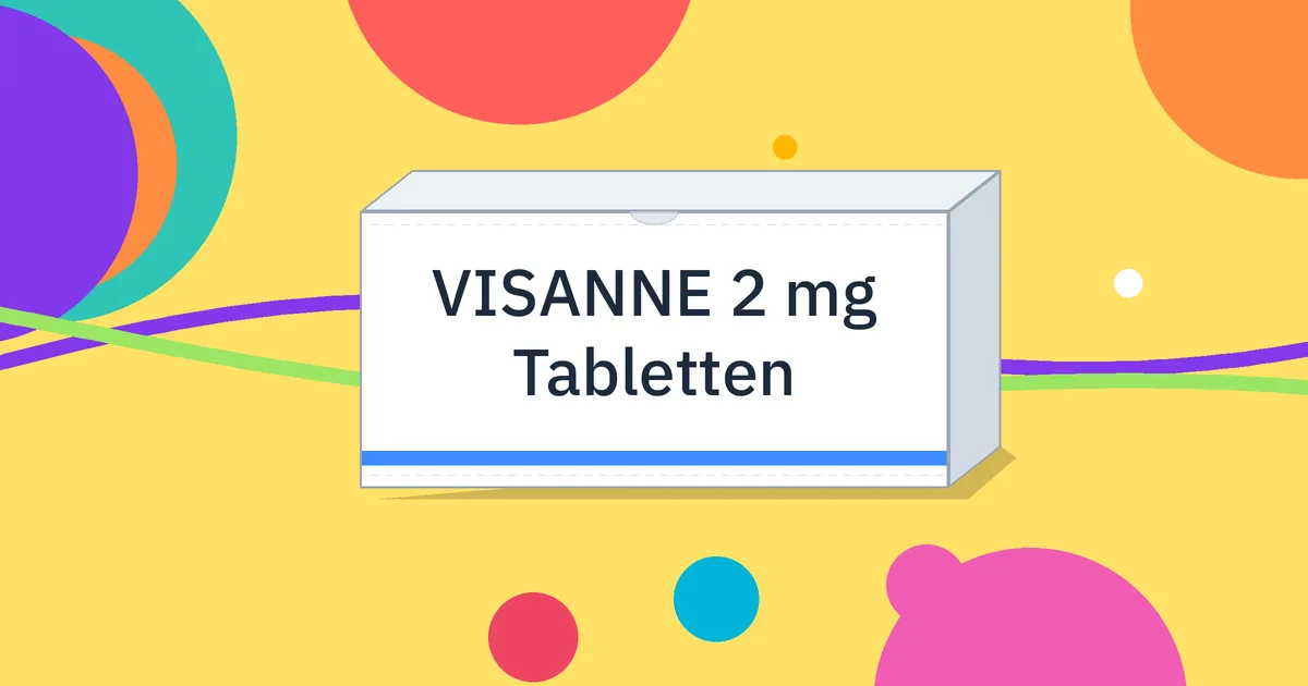 Symbolbild: Packung mit der Aufschrift VISANNE 2 mg Tabletten (PZN 19135688) – Verfügbarkeit und Bezug in Apotheken in Frankfurt am Main