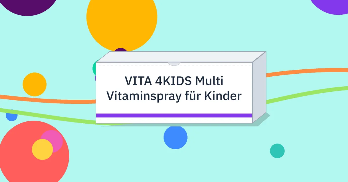Symbolbild: Packung mit der Aufschrift VITA 4KIDS Multi Vitaminspray für Kinder (PZN 15592153) – Verfügbarkeit und Bezug in Apotheken in Frankfurt am Main