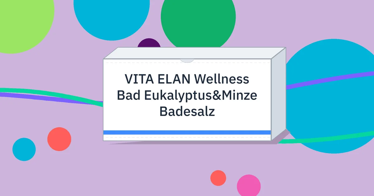 Symbolbild: Packung mit der Aufschrift VITA ELAN Wellness Bad Eukalyptus&Minze Badesalz (PZN 09275282) – Verfügbarkeit und Bezug in Apotheken in Frankfurt am Main