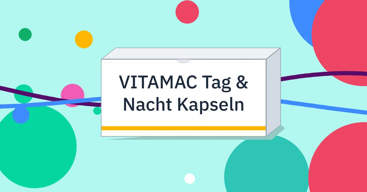 Symbolbild: Packung mit der Aufschrift VITAMAC Tag & Nacht Kapseln (PZN 04720688) – Verfügbarkeit und Bezug in Apotheken in Frankfurt am Main