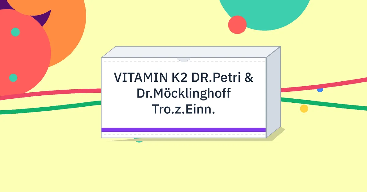 Symbolbild: Packung mit der Aufschrift VITAMIN K2 DR.Petri & Dr.Möcklinghoff Tro.z.Einn. (PZN 17531575) – Verfügbarkeit und Bezug in Apotheken in Frankfurt am Main