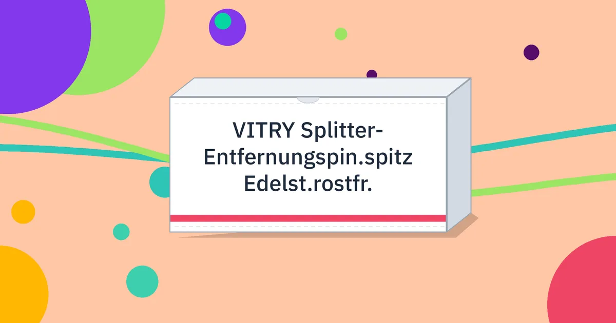 Symbolbild: Packung mit der Aufschrift VITRY Splitter-Entfernungspin.spitz Edelst.rostfr. (PZN 05043899) – Verfügbarkeit und Bezug in Apotheken in Frankfurt am Main